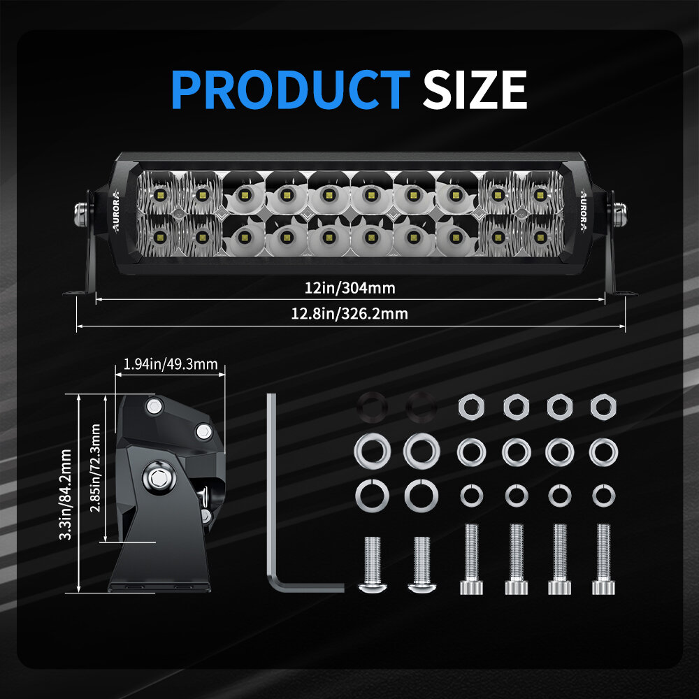 Aurora LED Light Bar 10inch, 100W Dual Row